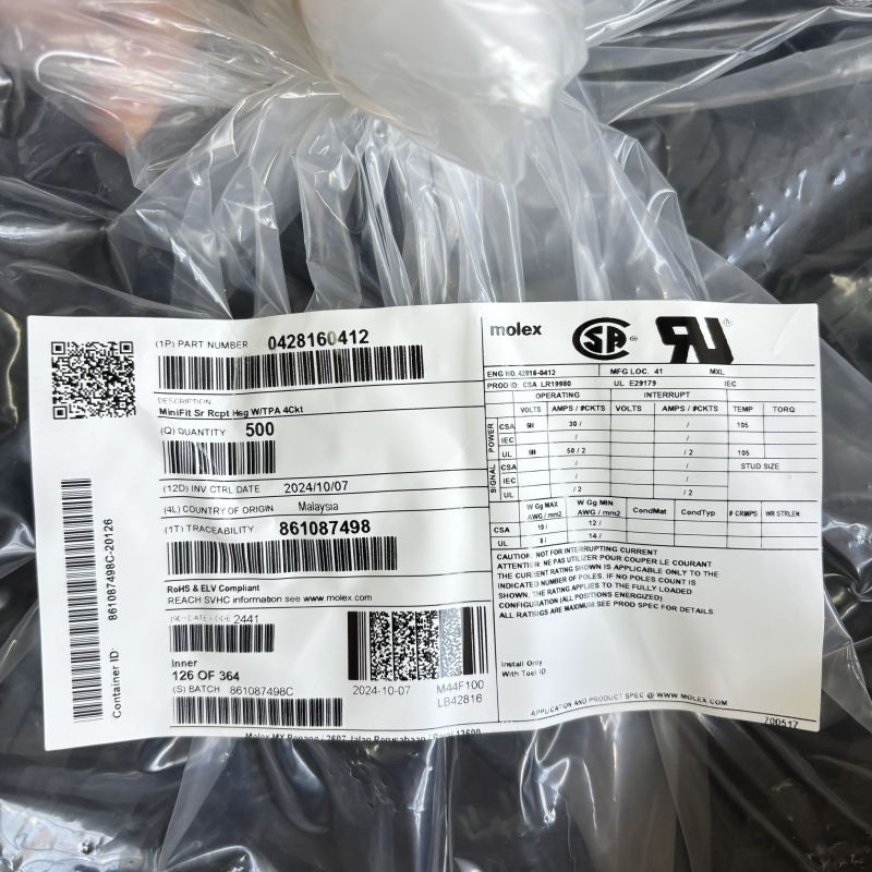 Original 10.0mm Crimp Signal MOLEX 428160412 Plus Receptacle Housing 4 ...