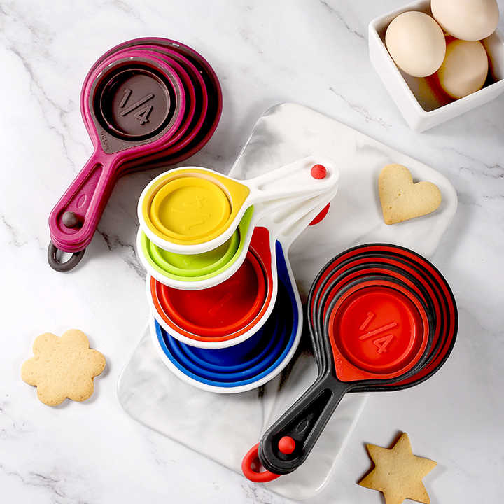 Manjia Silicone Measuring Cups Foldable Spoons Set Collapsible ...