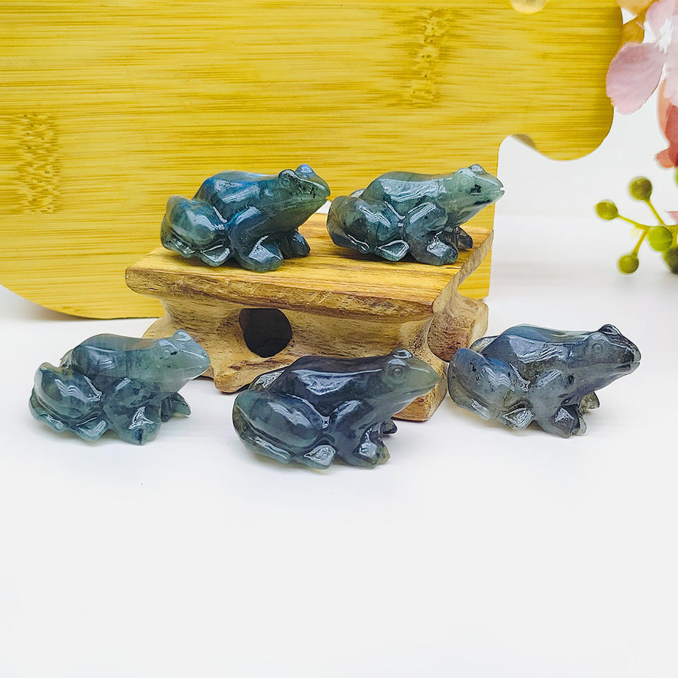 Wholesale Crystal Crafts Natural Healing Stones Labradorite Frog Animal ...
