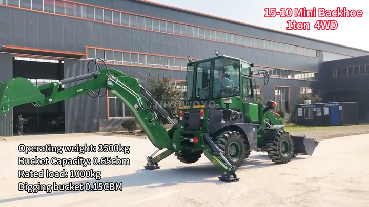 Chinese 4x4 Compact Tractor with Backhoe - 1 Ton Loader