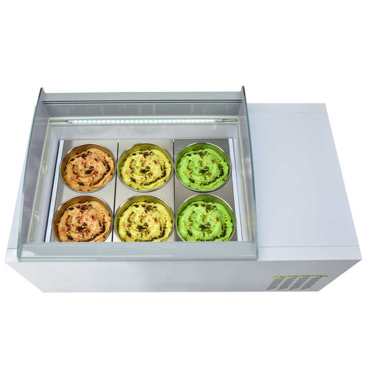 Kolice Countertop 6 Pans Gelato Showcase Display Freezer