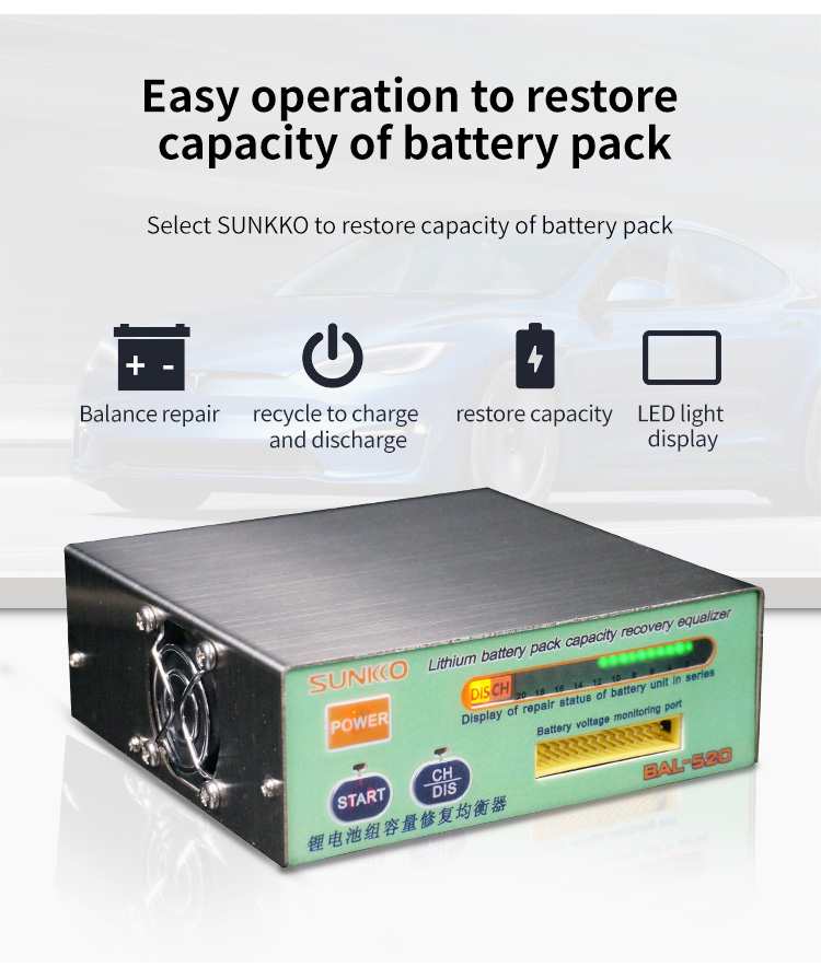 SUNKKO BAL-520 3-20s 1A balance current lithium-ion lifepo4 battery pack capacity recovery ...