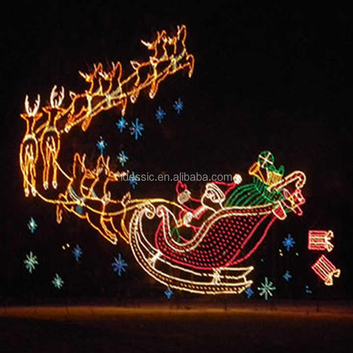 2D Rope Light Santa Reindeer Animated LED Christmas Lights Rooftop ...