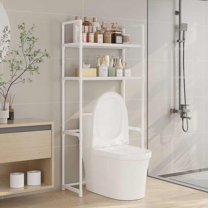 Overhead Toilet Storage Shelf Floor-to-ceiling Organize Rack ...