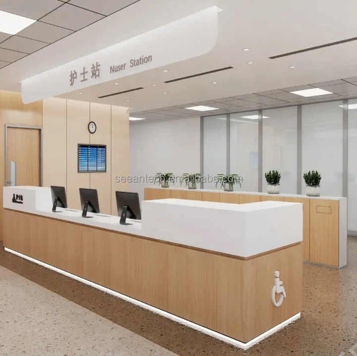 Premium Hospital Nurse Station Table Reception Desk for Service Centers ...