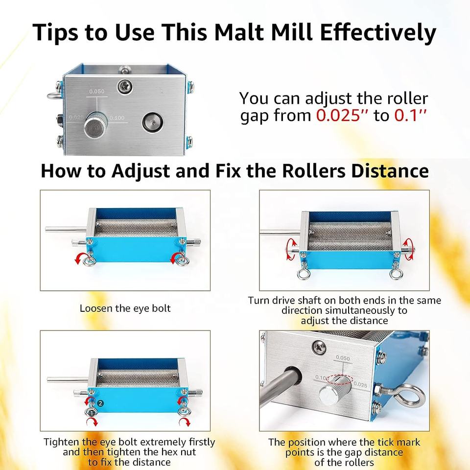 Stainless Steel Adjustable Malt Crusher - Homebrew Tool