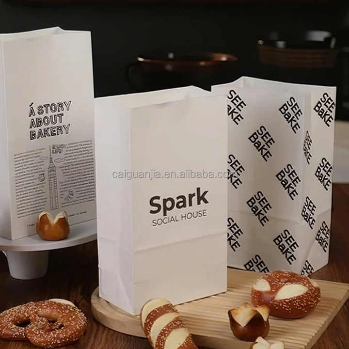 Customized Open Paper Bag Wholesale Food Grade Bakery Kraft Paper ...