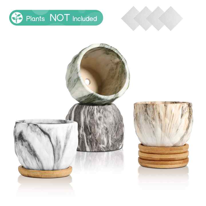 Modern Style Marbling Ceramic Flower Pot Succulent Bonsai Planters with ...