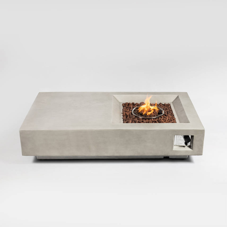 60" Propane Gas Fire Pit Table, 50000 BTU Rectangular Concrete Fire Pit ...