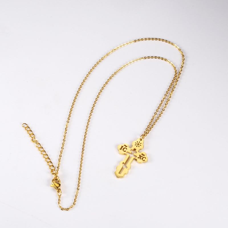 Christian Orthodox Cross Pendant Necklace Box Chain 18K Gold Plated ...