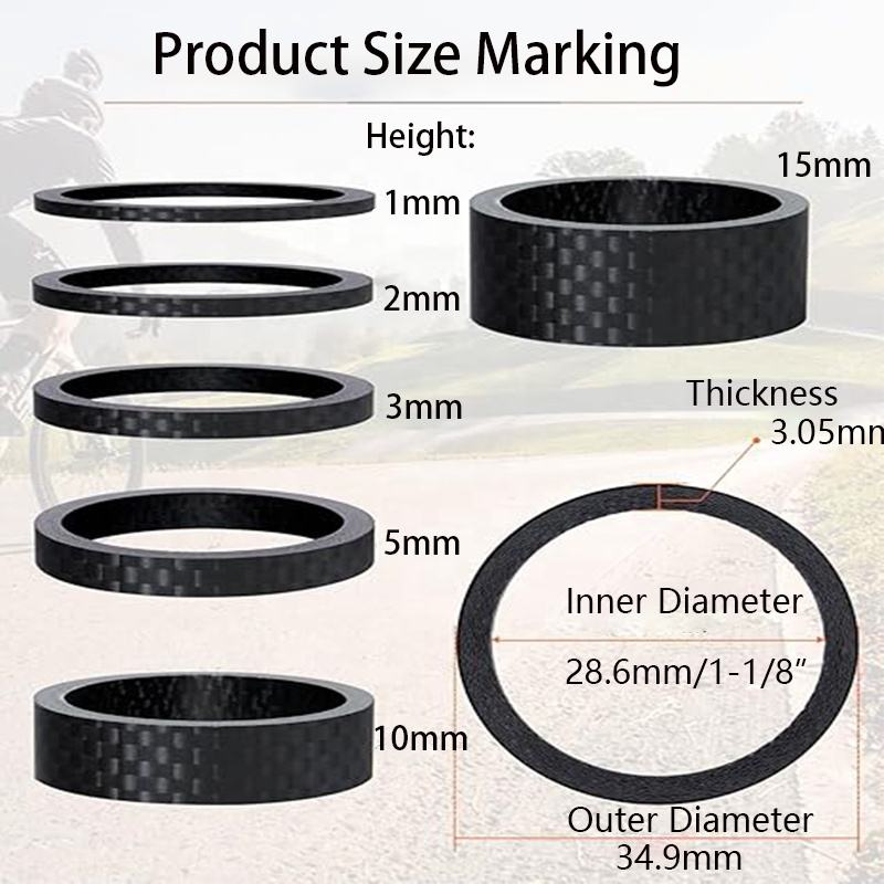 1-1/8Inch /28.6mm Inner Diameter Black Bicycle 3K Carbon Fiber Headset ...