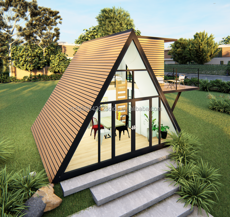 Luxury Prefab Container Villa with Triangle Glass Tiny House
