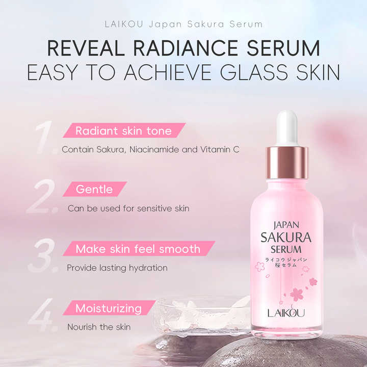 Laikou Japan Sakura Serum Glass Bottle - Create Your Own Skincare