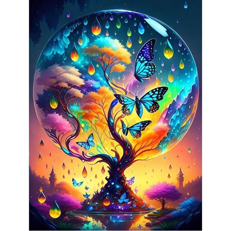 Abstract Butterfly Trees DIY Diamond Painting Kit Fabric Crystal Art ...
