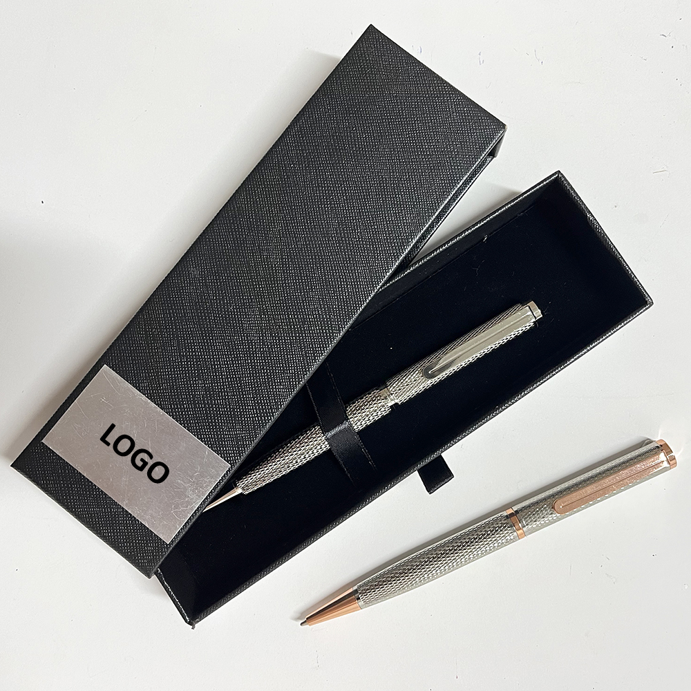 Luxury VIP Gift Pen Set Custom LOGO Engrave Silver Chrome Color Metal ...
