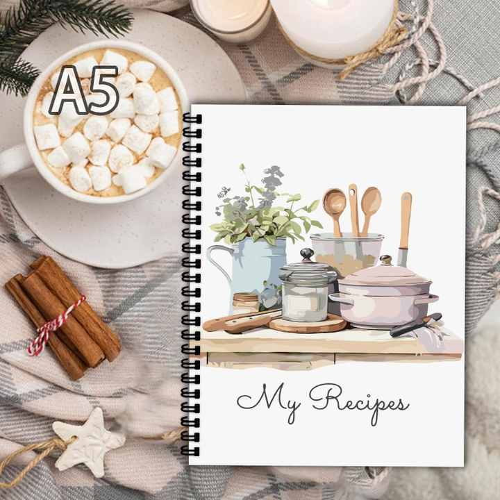 Professional Customizable Spiral Recipe Journal with 100 Blank Pages ...