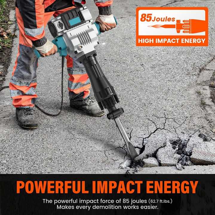 Powerful 2100W Demolition Hammer - Efficient Concrete Breaking