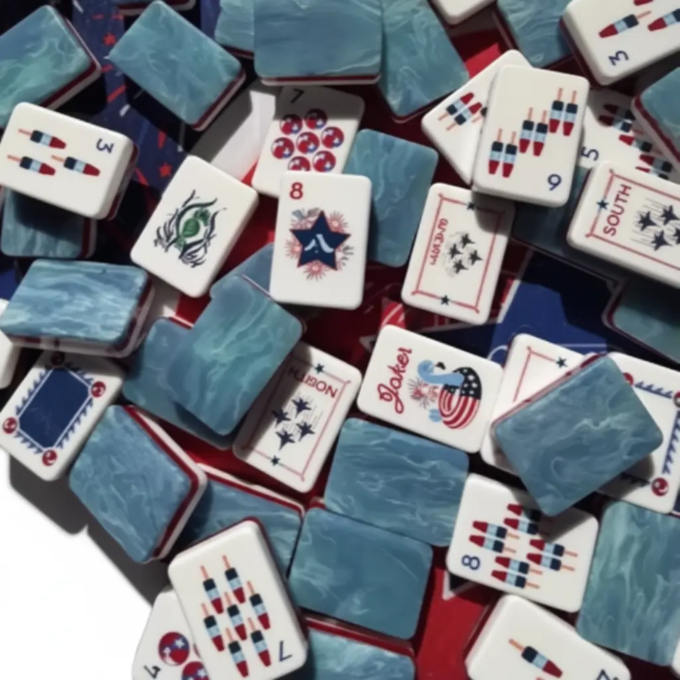 2026American Mahjong Set 160 Tiles 3 Layer Acrylic USA 250 Patriotic ...