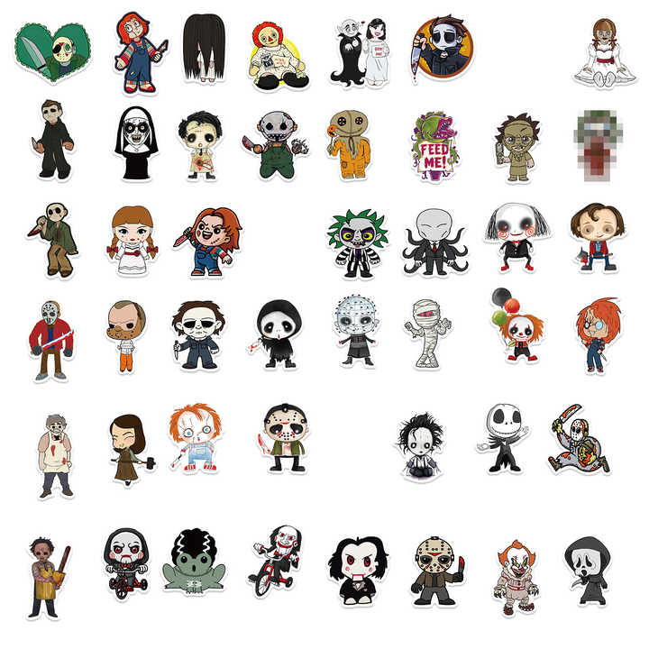 50pcs Cute Cartoon Horror Characters Graffiti Stickers