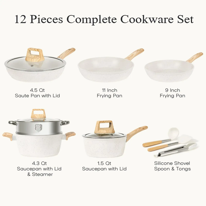 Best Price Luxury White Granite Non Stick Cookware Set