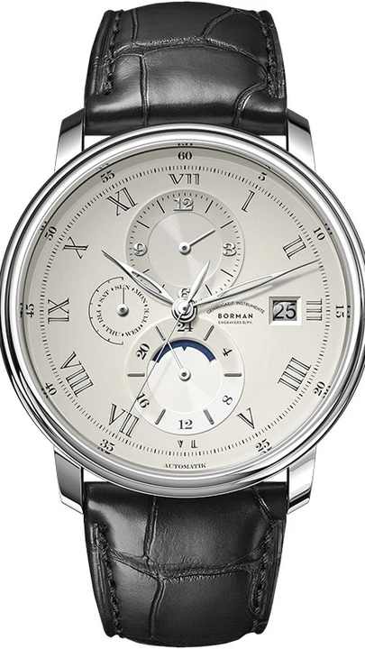 BORMAN Stainless Luxury Leather Belt with Mechanical Watch