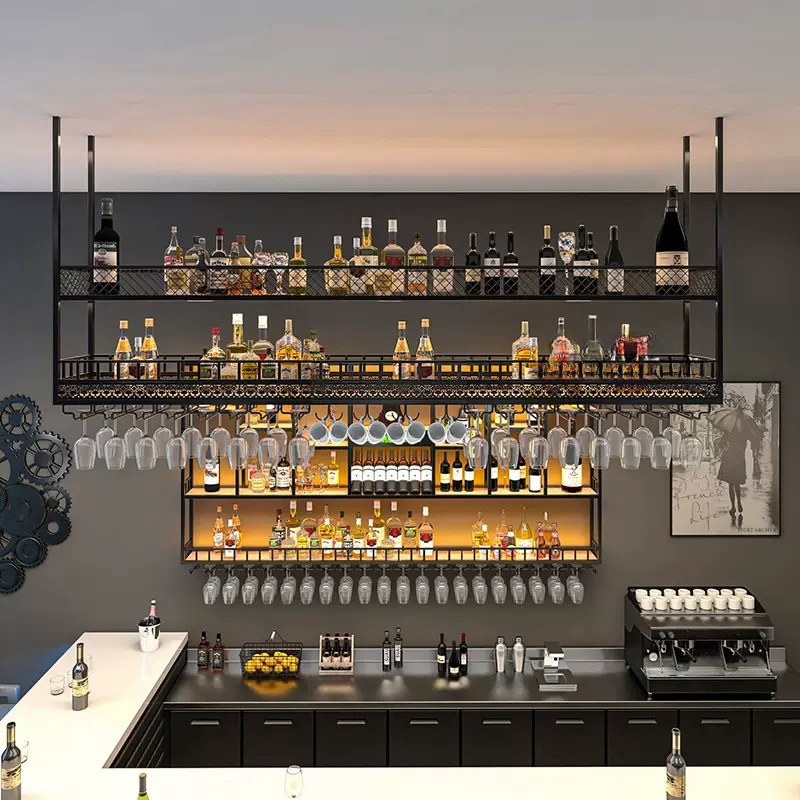 Customized Metal Bar Cabinet - Wine Rack with LED Lights