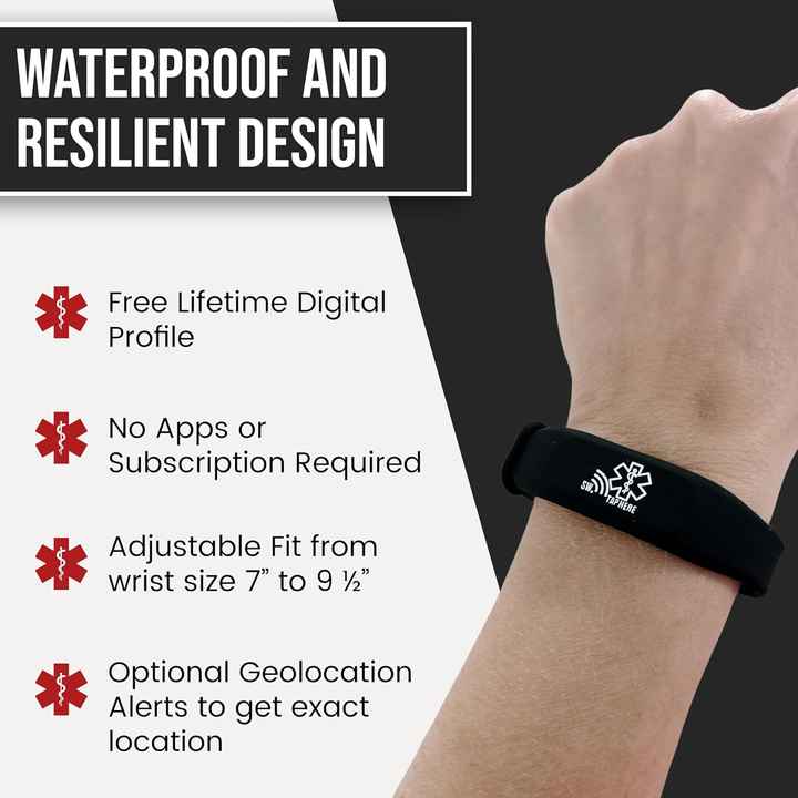 Free Editable Digital Profile Silicone Medical Alert Bracelet Android ...