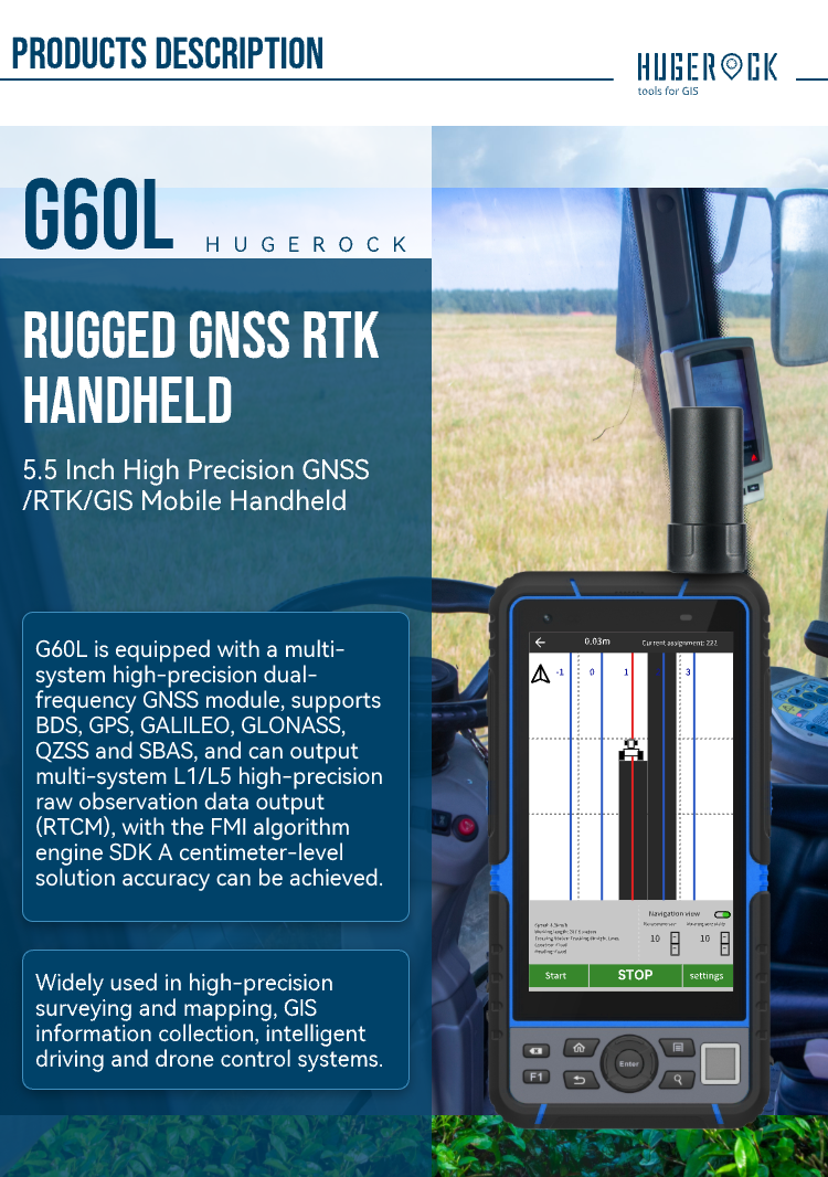 HUGEROCK G60L pda rugged rtk gnss receiver surveying grade multi-mode ...