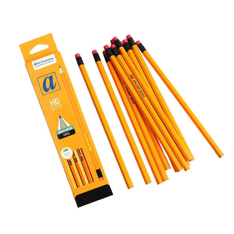 Q16 Yellow HB Wooden Hexagonal School Pencils 12 Pcs Set for Students ...