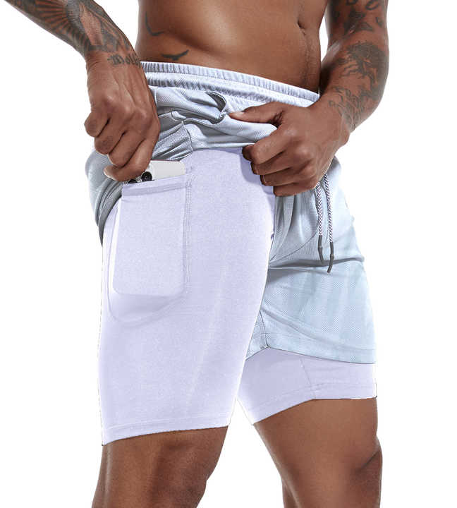 Good Price Custom Logo Running Training Shorts Fitness Gym Wear Double Layer 2 in 1 Printing ...