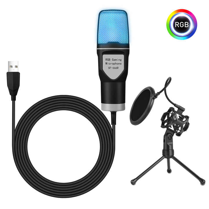 Streaming RGB Wired USB Condenser Microphone for Desktop PC Gaming and ...