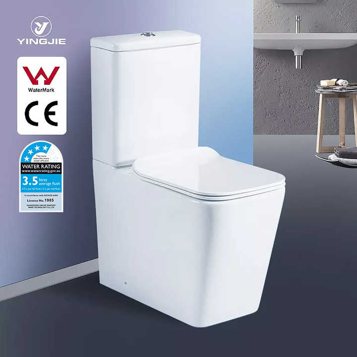 Rimless Wash Down Water Closet Commode P-trap WC Ceramic Bathroom Two ...
