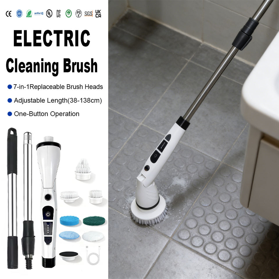 Custom 7-in-1 Cordless Electric Scrubber Kitchen & Bathroom Cleaning ...