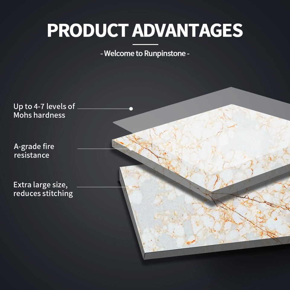 RUNPIN Artificial Stone Polished Big Slab Quartz Stone Slab Wall Panel ...