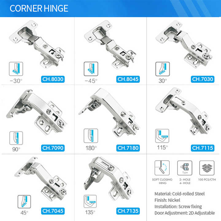 Topcent 35mm Cup Steel Furniture Cabinet Self Closing Hinge