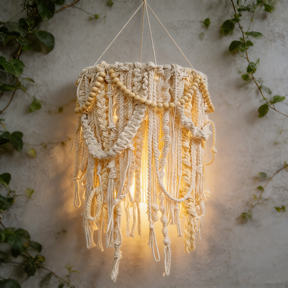 Modern Customized Wedding Backdrop Cotton Macrame Lampshade Curtain for ...