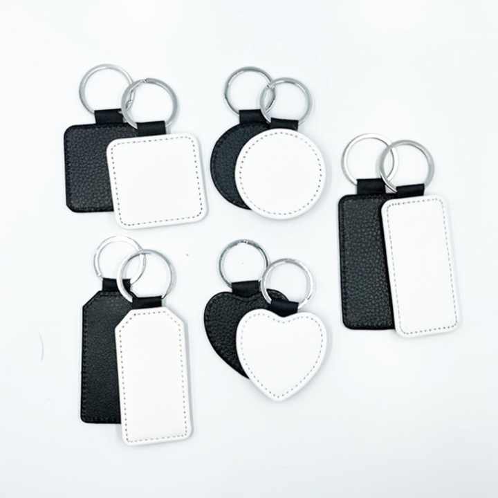 Sublimation Blanks PU Leather Keychain With Round Shape Single/Double ...