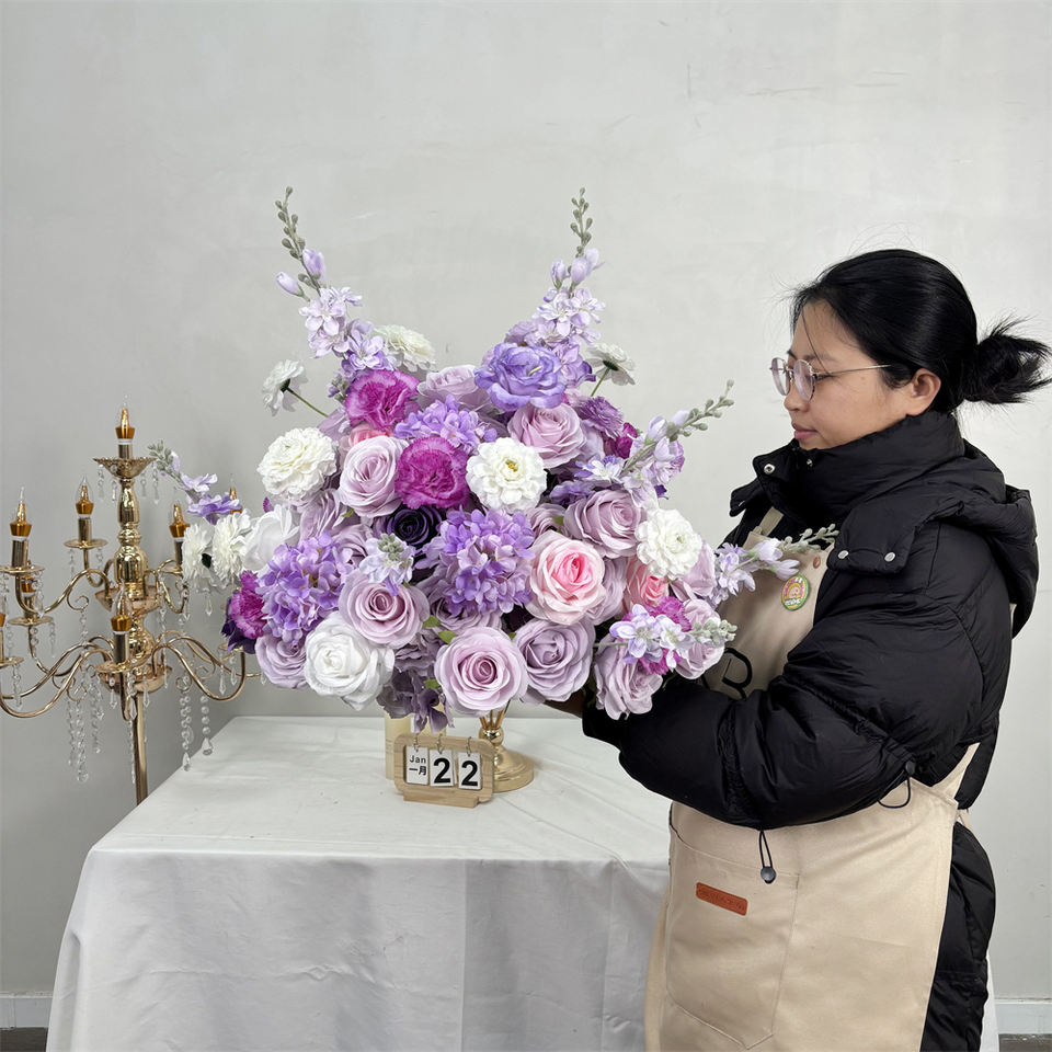 DKB 2026 Trendy Product Purple Flower Ball 50cm Artificial Silk Light ...