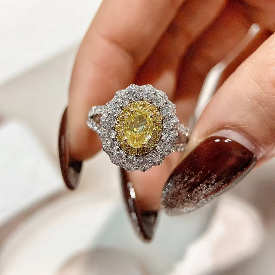 Upscale Handmade 15K Gold Female Ring Black Natural Diamond Encompassed ...