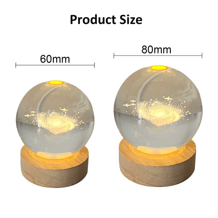 3D Art Crystal Ball Night Lamp - Luminous Solar System LED
