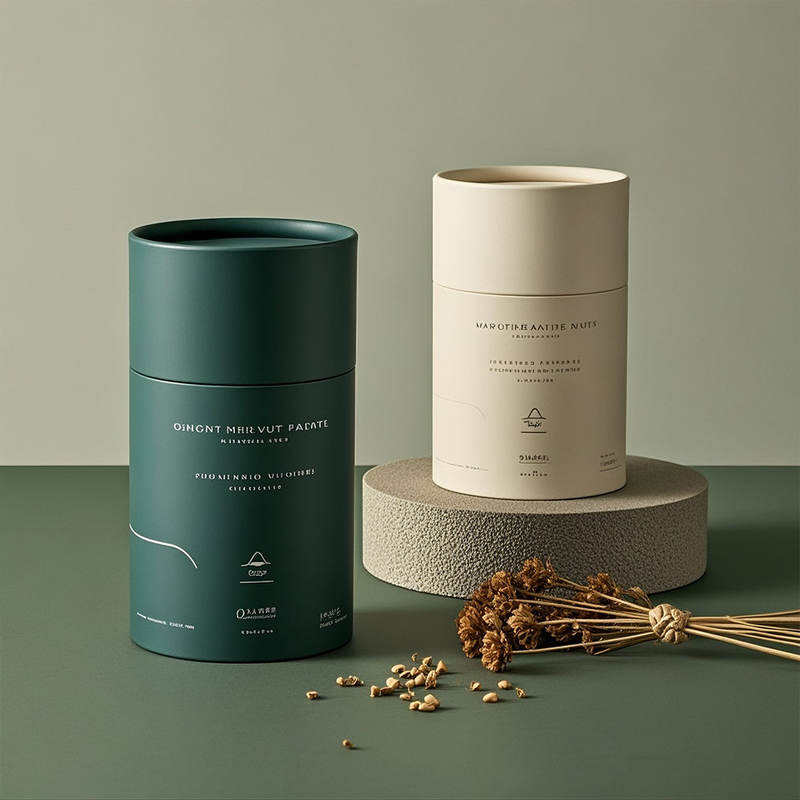 Recyclable Cylinder Art Paper Custom Packaging Boxes Embossed Matt ...