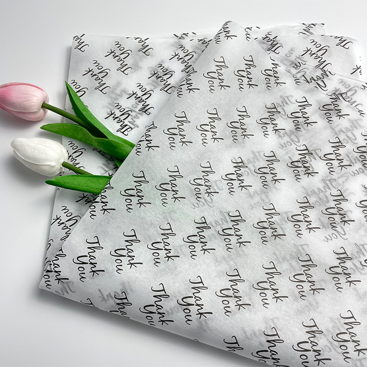 Custom Printed Logo Gift Wrapping Paper - Black Pink Flower Tissue Paper