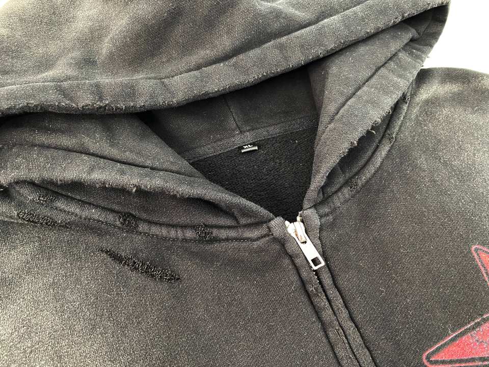 Heavy Washing Raw Edge Hem Process Offset Ink Print Long Sleeve Work ...