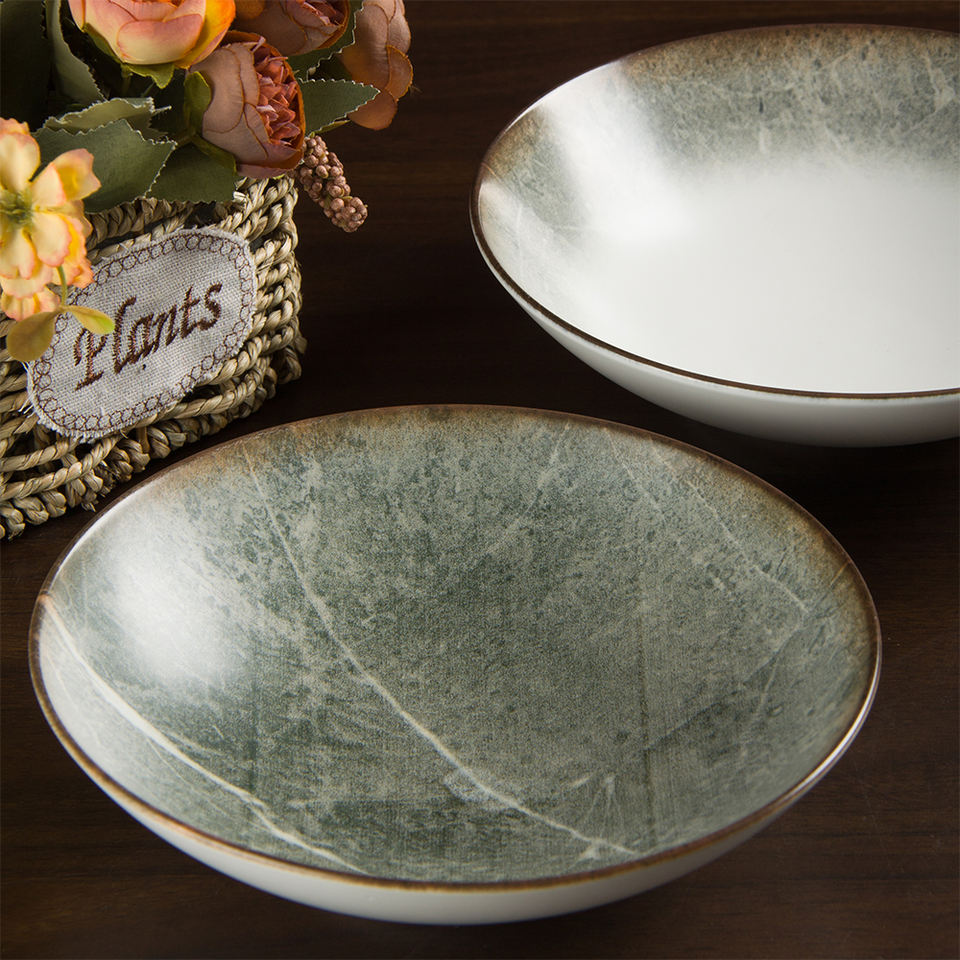 Matte Grey Marble Minimalist Design Ceramic Dishware Set Dining Dinner ...