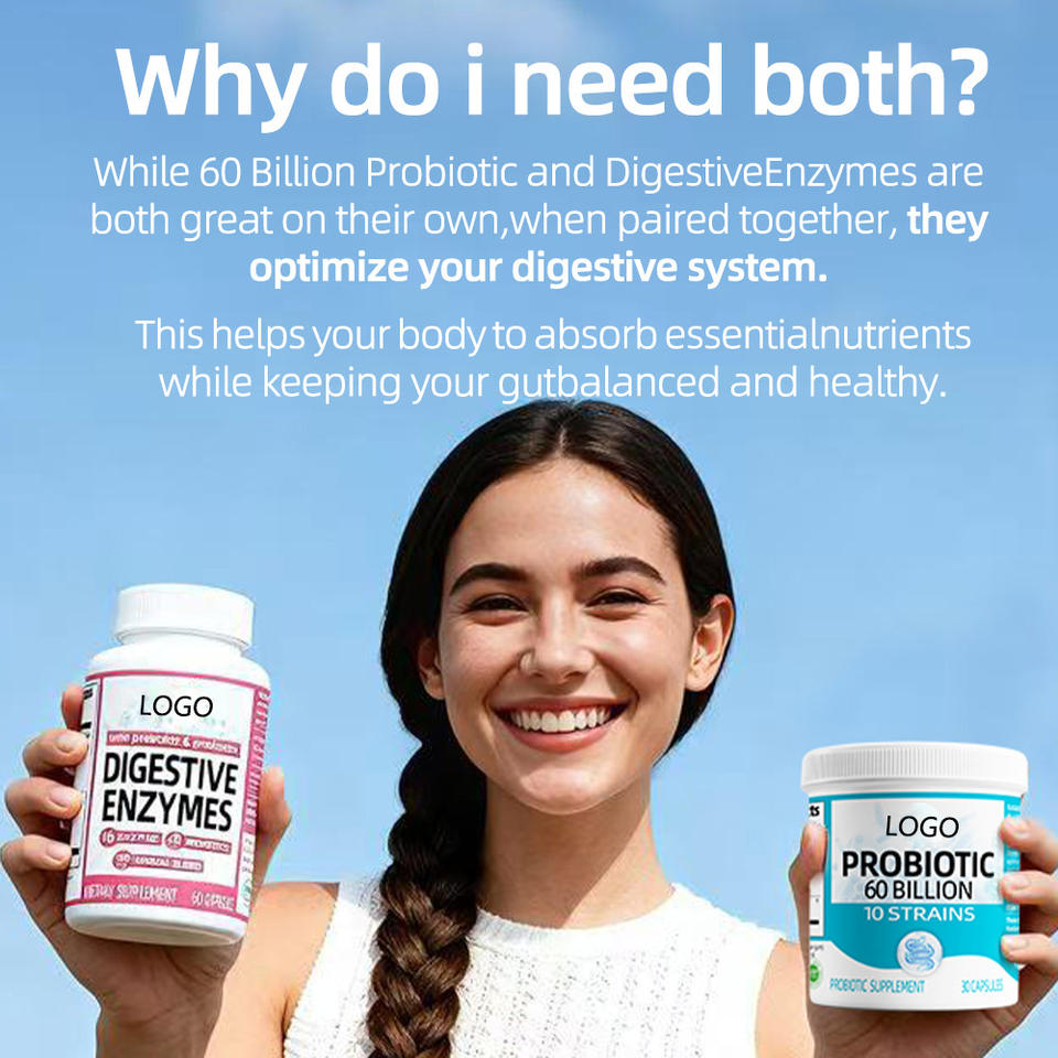Custom Probiotics Digestive Enzymes Wellness Capsules Efficient ...
