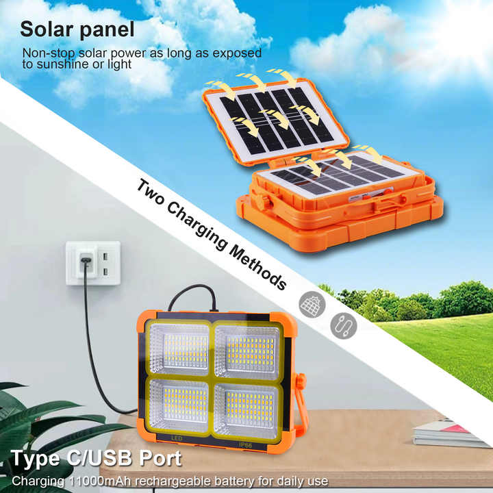 Movable Rechargeable Solar Powered LED Emergency Light Waterproof ABS ...