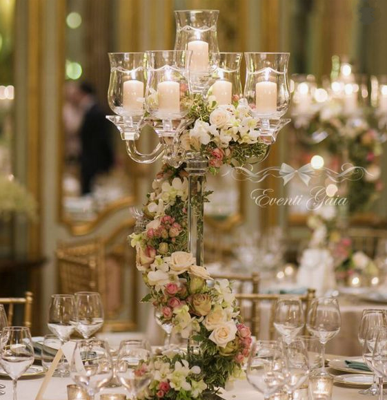 MH ZT019 Wedding Decoration Crystal Candle Holder Candelabra Wedding Centerpieces Candlestick