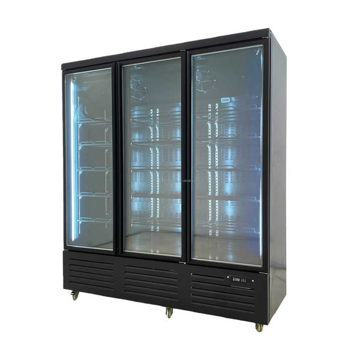 Vertical Showcase Glass Door Display Upright Freezer Cream Meat Sea ...