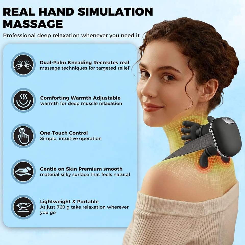 Heat Deep Tissue 3D Pillow Electric Shiatsu Back Shoulder Massage ...