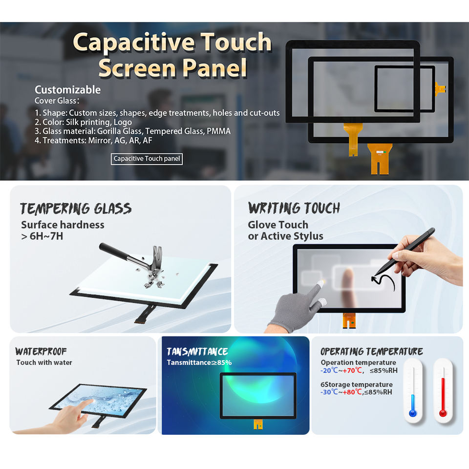 7 Inch Touchscreen RS232 I2C Projected Capacitive PCAP Touch Screen Panel